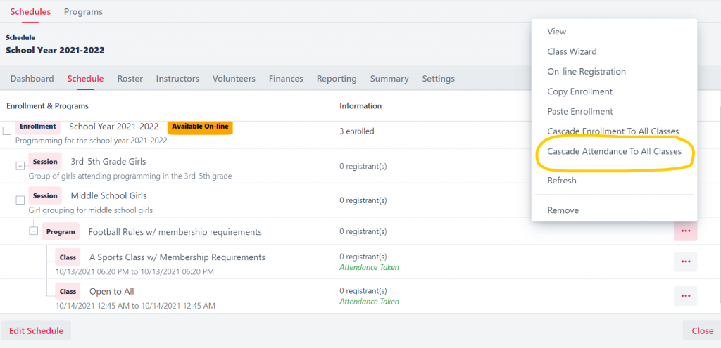 Attendance – Girls Inc Participant Management System Knowledgebase